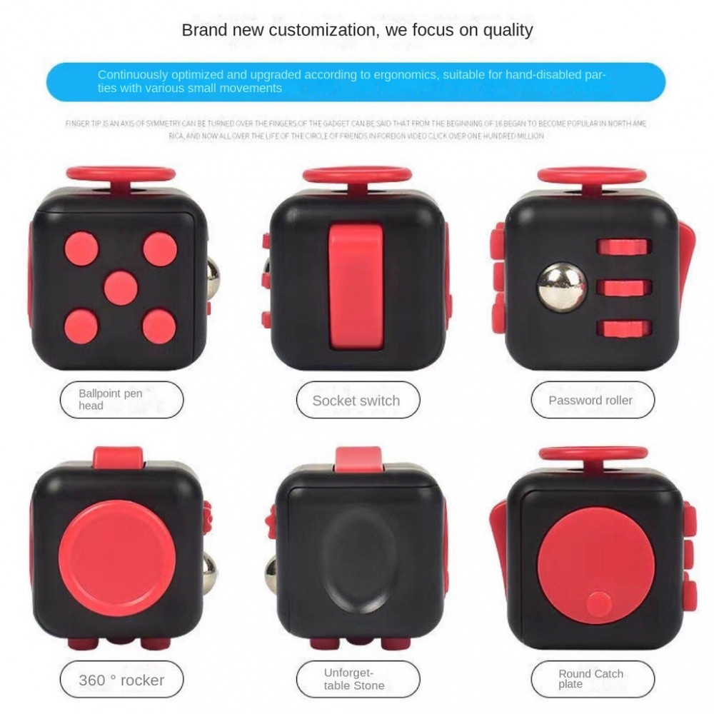 Adultos E Crianças Fidget Cubo Ansiedade 6 lados Interativo Dado Cube ...