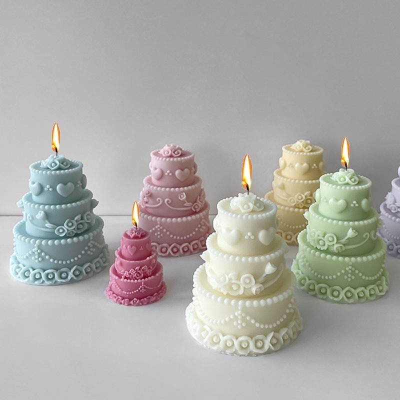 Simulação 3D Em 3 Camadas Molde Velas De Silicone Forma De Bolo Faça ...