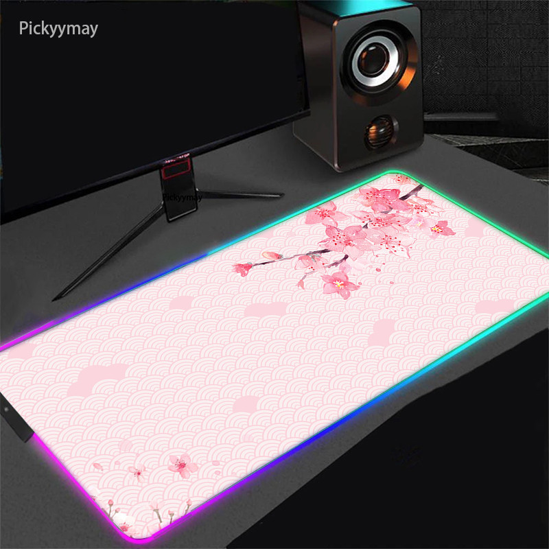 Pink Sakura Mouse Pad Grande RGB Mousepad LED Glow Computer Gamer ...