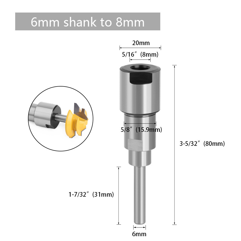 LAVIE 1 pc 1/4 " 6mm 8mm 12mm 1/2 " Extensão Da Haste Fresa De Broca De Para Madeira | Shopee Brasil