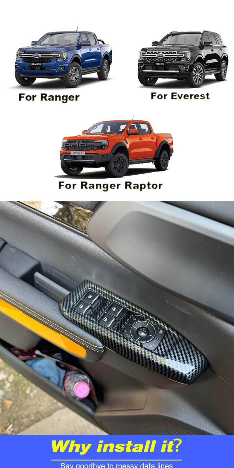 Para Ford Ranger Raptor T9 Everest XTL Wildtrak Platina 2025 2024 2023 ...