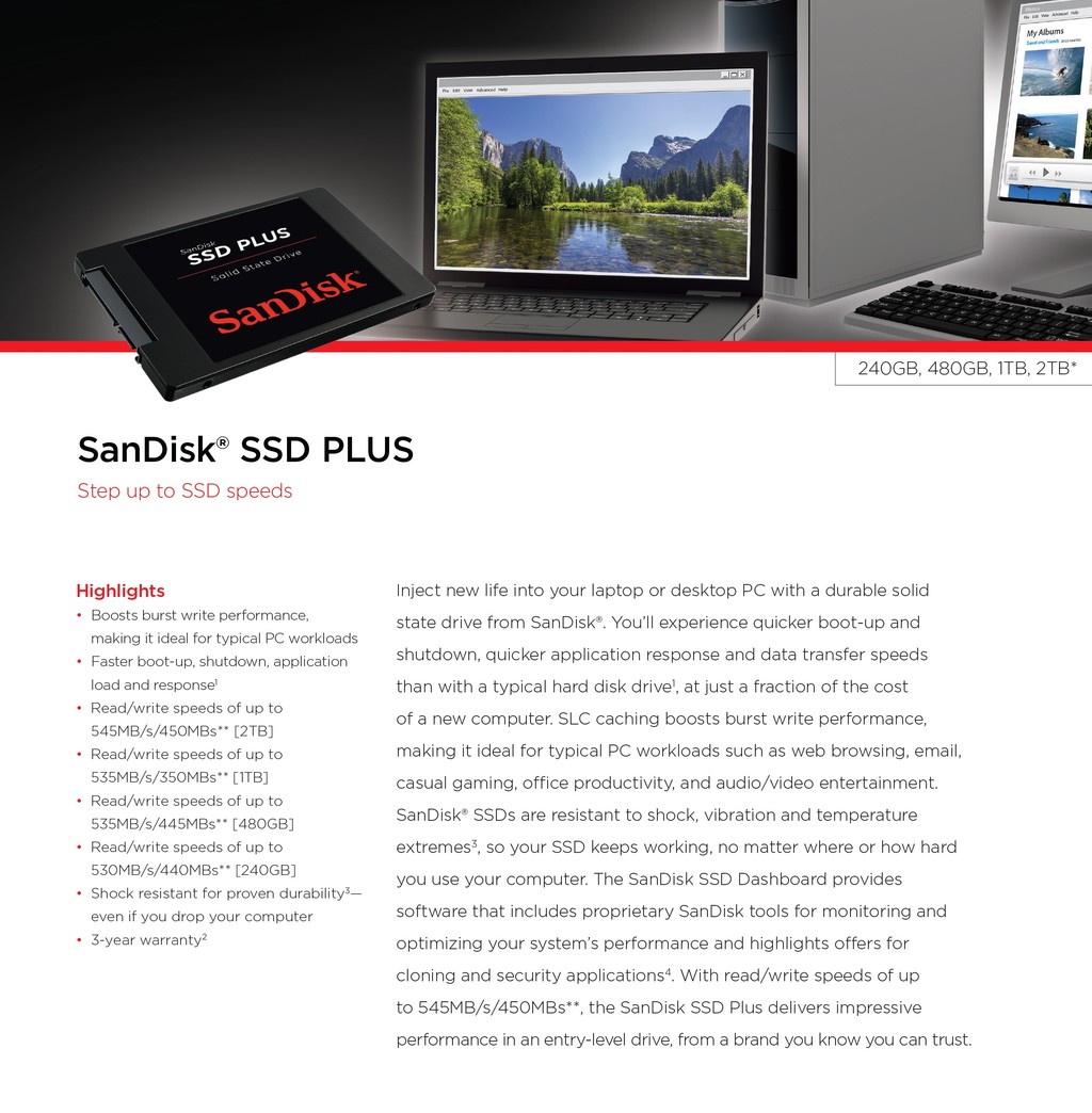 Unidade De Estado Sólido Interna Sandisk SSD 1 Tb 2 Plus SATA 3 2.5 " | Shopee Brasil