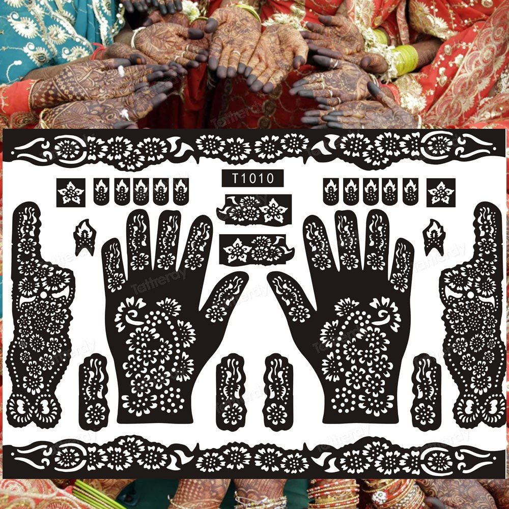 Henna Tattoo Pintura Desenho Oco Face Pés De Braço De Mão Índia Kit ...