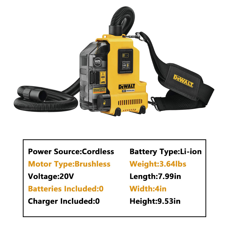DEWALT DWH161B Extrator De Poeira Universal Sem Fio Escova 20V MAX ...