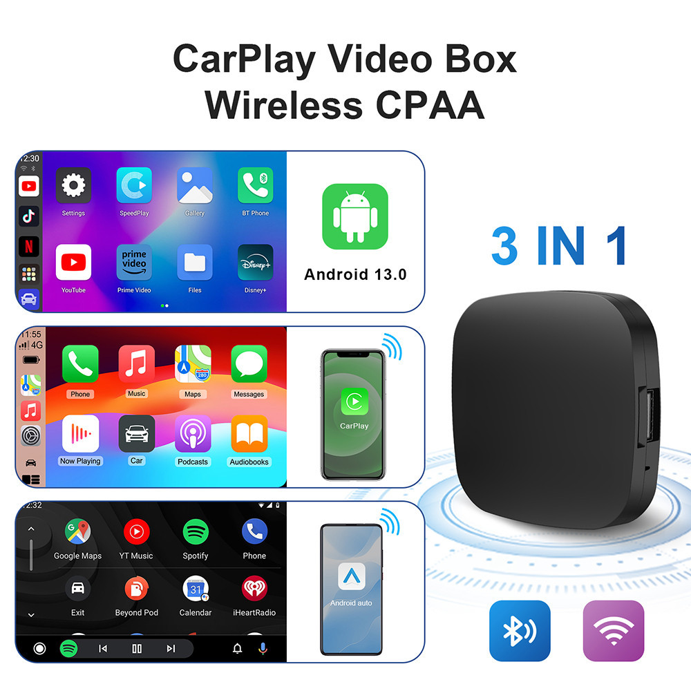 Android 13 Carro AI Caixa Adaptador Carplay Sem Fio Auto Para Netflix Youtube Chery Arrizo 5 7 ...