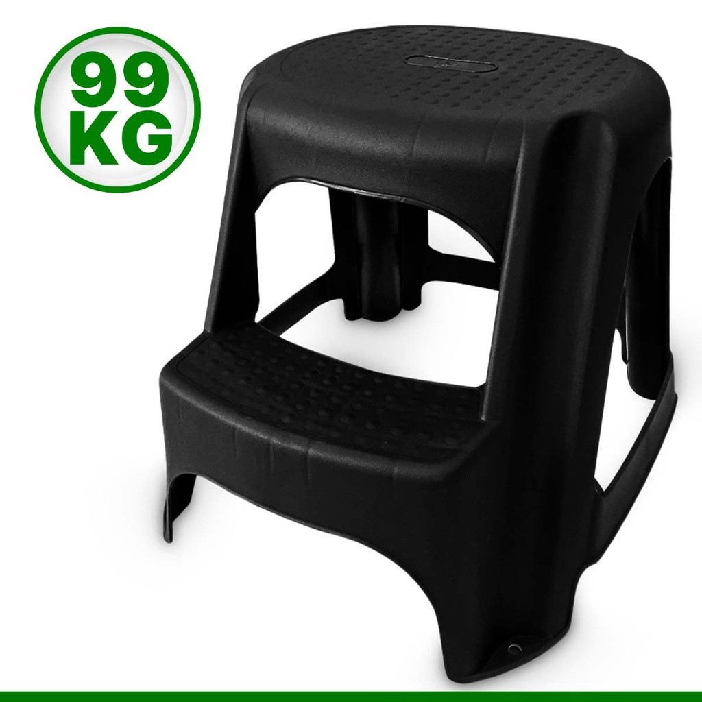 Banqueta Escada Plástico Resistente 2 Degraus Alcance de Prateleira Armários Suporta até 99kg ...