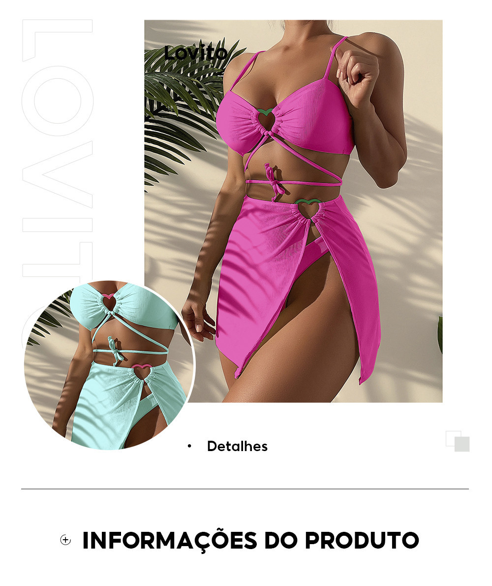 Lovito Biquíni Sexy Com Amarração Frontal E Detalhes Em Renda Para Mulheres Lnl36048 Verde