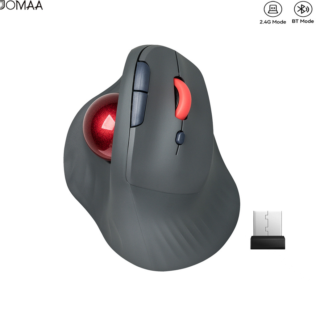 JOMAA Mouse Ergonômico Trackball Recarregável Bluetooth + 2.4G Rollerball Sem Fio Para Windows ...