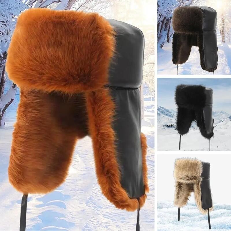 Russian Ushanka Trooper Hats Women Men Winter Outdoor Riding Faux Fur ...