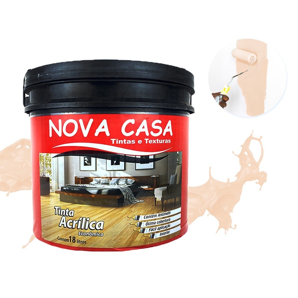 Tinta Acrílica Para Parede Interna Econômica Alto Rendimento Nova Casa 18 Litros Cor: Areia ...