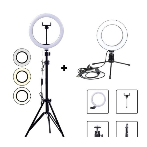 Ring Light 10 Polegadas Tripé 2 Metros Com Suporte Celular | Shopee Brasil