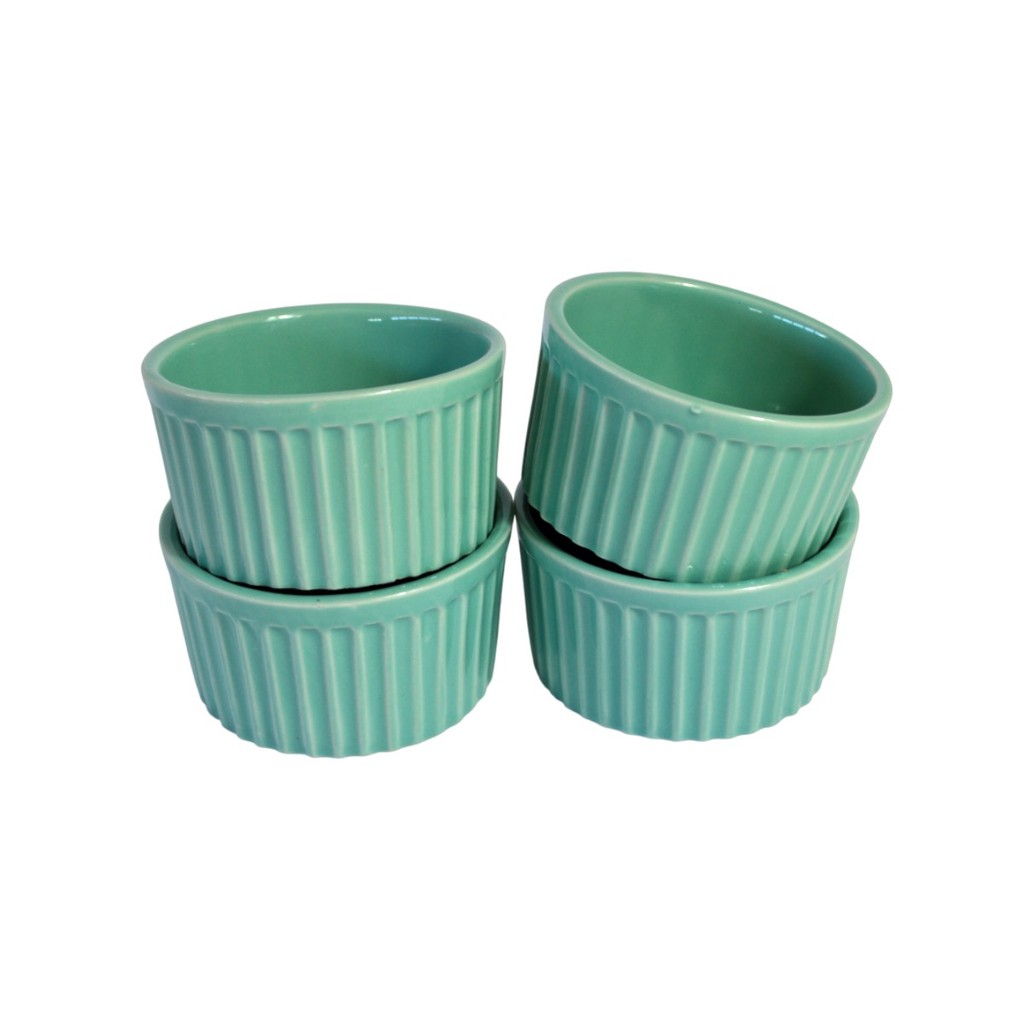 Kit com 4 Ramekins 210ml Verde - Porcelana Premium para Sobremesas e ...