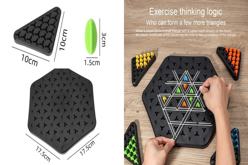 Family Board Game Rubber Band Triangle for Kids Educational Geometry ...