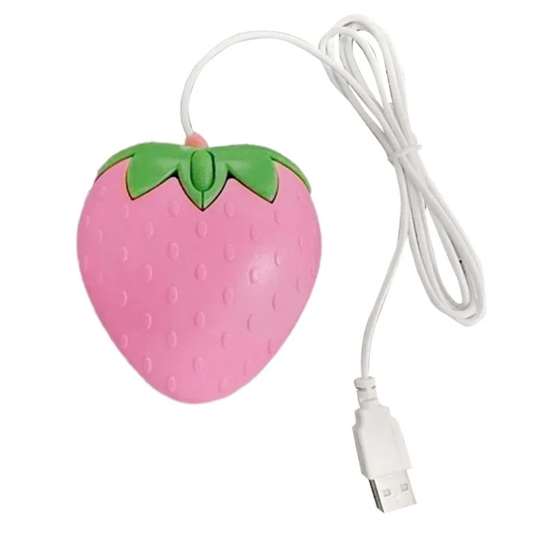 Rato Rosa Pequeno Óptico PC Computador Jogo Mouse Morango USB Com Fio ...