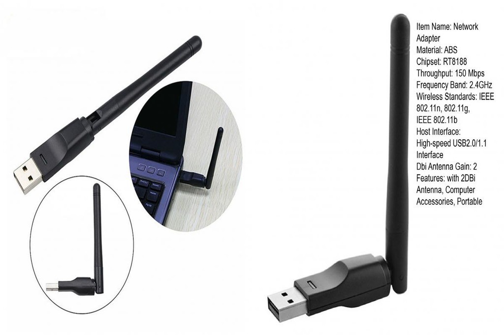 DOO Adaptador Sem Fio De Longo Alcance Placa De Rede Portátil Usb Wifi ...