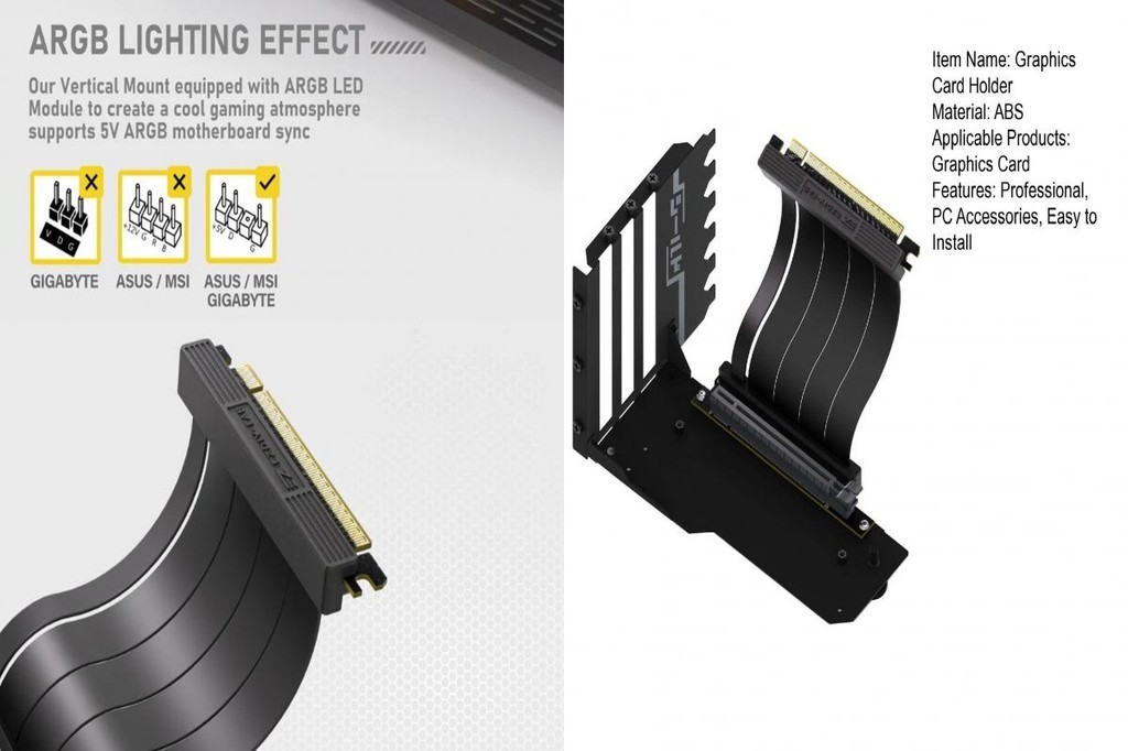 Graphics Card Holder Pcie Adapter Cable Pci-e 4.0 Vertical Gpu Bracket ...