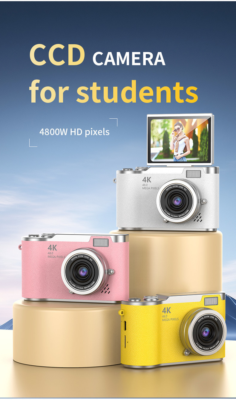 Câmera De Fotografia Digital 4K CCD 8X Zoom 4K 4800W Pixels AF Autofoco Vlog Gravador De Vídeo ...