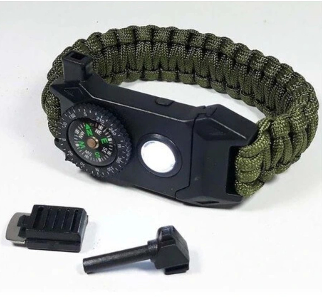 Pulseira Militar Tatica de Sobrevivência Multi Função LED SOS Apito ...