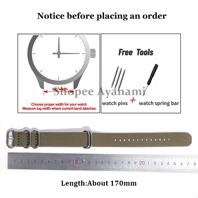 Universal Náilon NATO Pulseira De Relógio 18mm 20mm 22mm 24mm Uma Peça ...