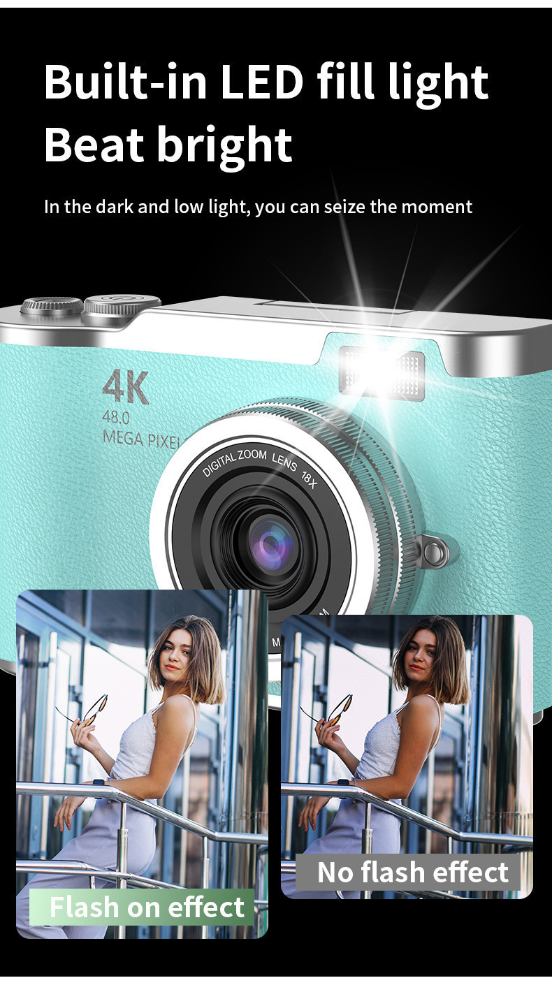 Câmera De Fotografia Digital 4K CCD 8X Zoom 4K 4800W Pixels AF Autofoco Vlog Gravador De Vídeo ...