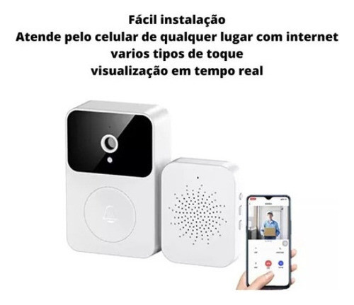 Campainha Interfone Inteligente Camera E Audio Wi-fi Sem Fio iOS e ...
