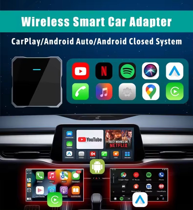 Car play AI BOX Adaptador Sem Fio CarPlay Android Auto Com Youtube ...