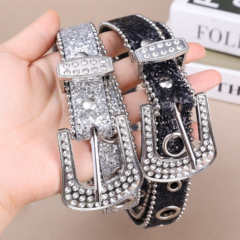 Y2K Cintos De Rhinestone Brilhante-Para Cinto De Jeans Cowboy Ocidental ...