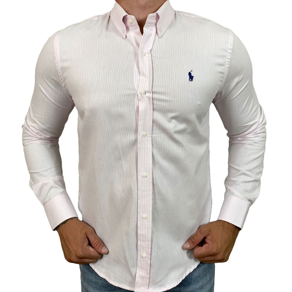 Camisa Social Manga Longa Masc. PRL Rosa Ref:40565 | Shopee Brasil