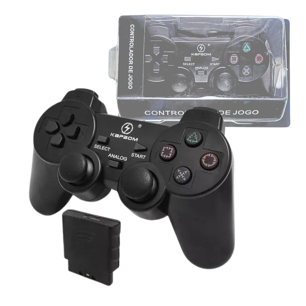 Controle Gamer Com Receptor para PS2 Sem Fio Dualshock Analogico ...