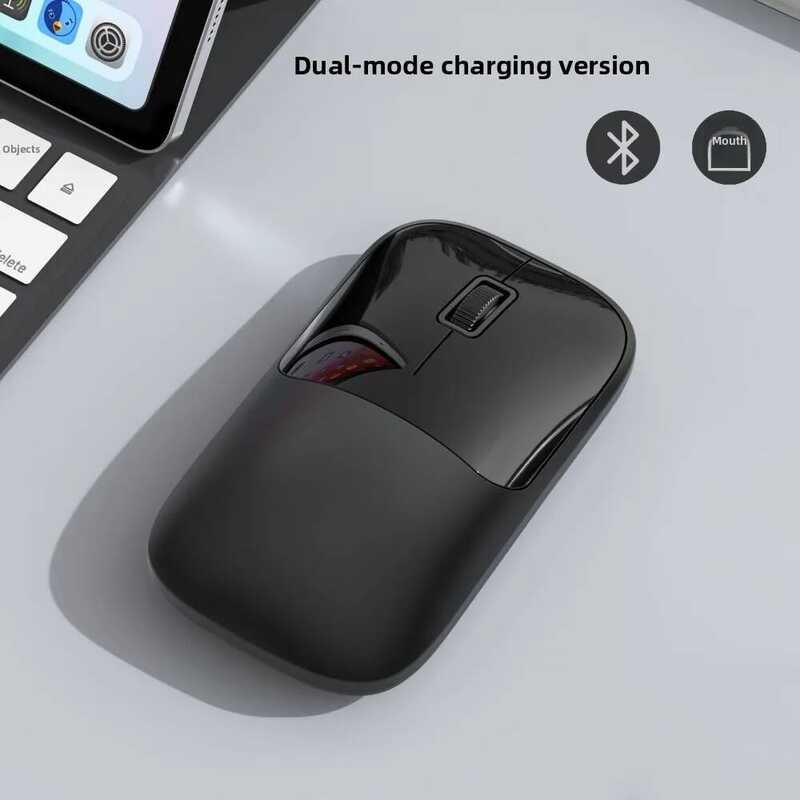 Mouse Sem Fio De Modo Duplo Portátil Silencioso 2.4G + Bluetooth Mause Type C Mini Recarregável ...