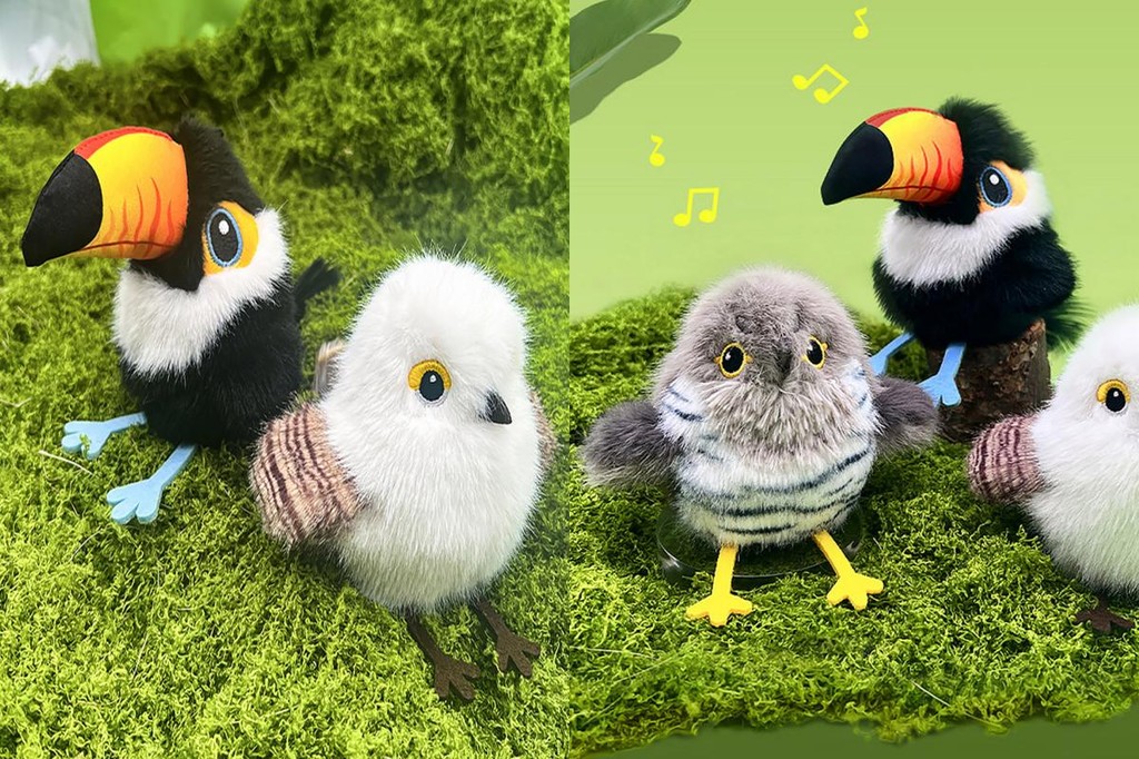 Plush Cat Toy Interactive Birds for Cats Flapping with Chirping Sounds ...