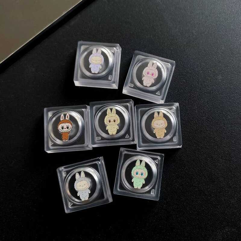 Labubu transparente na moda Play Keycap adequado para teclado mecânico ...