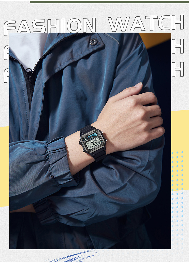 SANDA 6196 Relógio Eletrônico Esportivo Para Homens Despertador ...