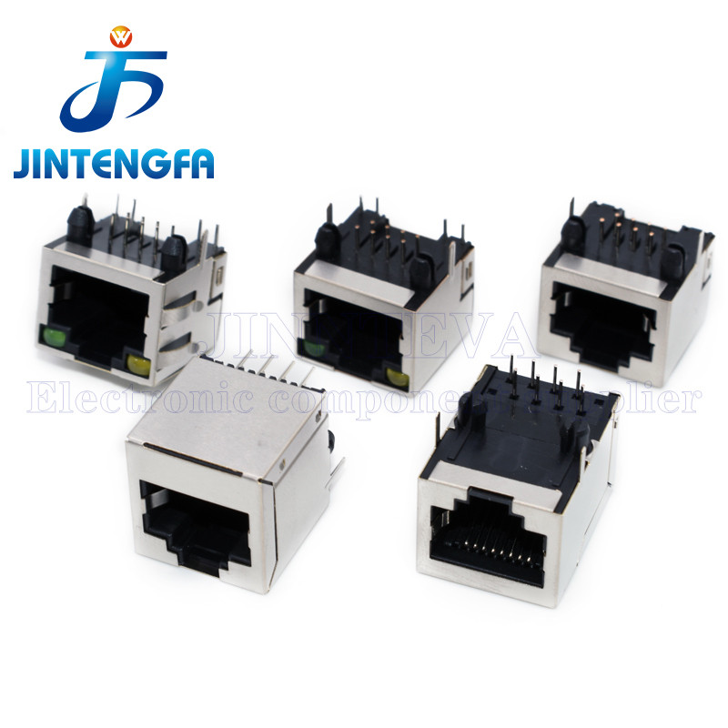 10 Peças Tomada Fêmea Ethernet De Rede RJ45 Com Fivela LED Luz Ângulo ...