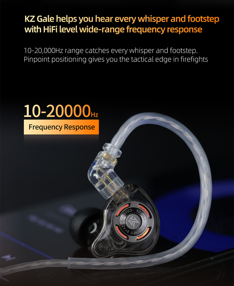 KZ Gale HiFi Music Earbud Com Estojo De Armazenamento Baixo Ultra ...