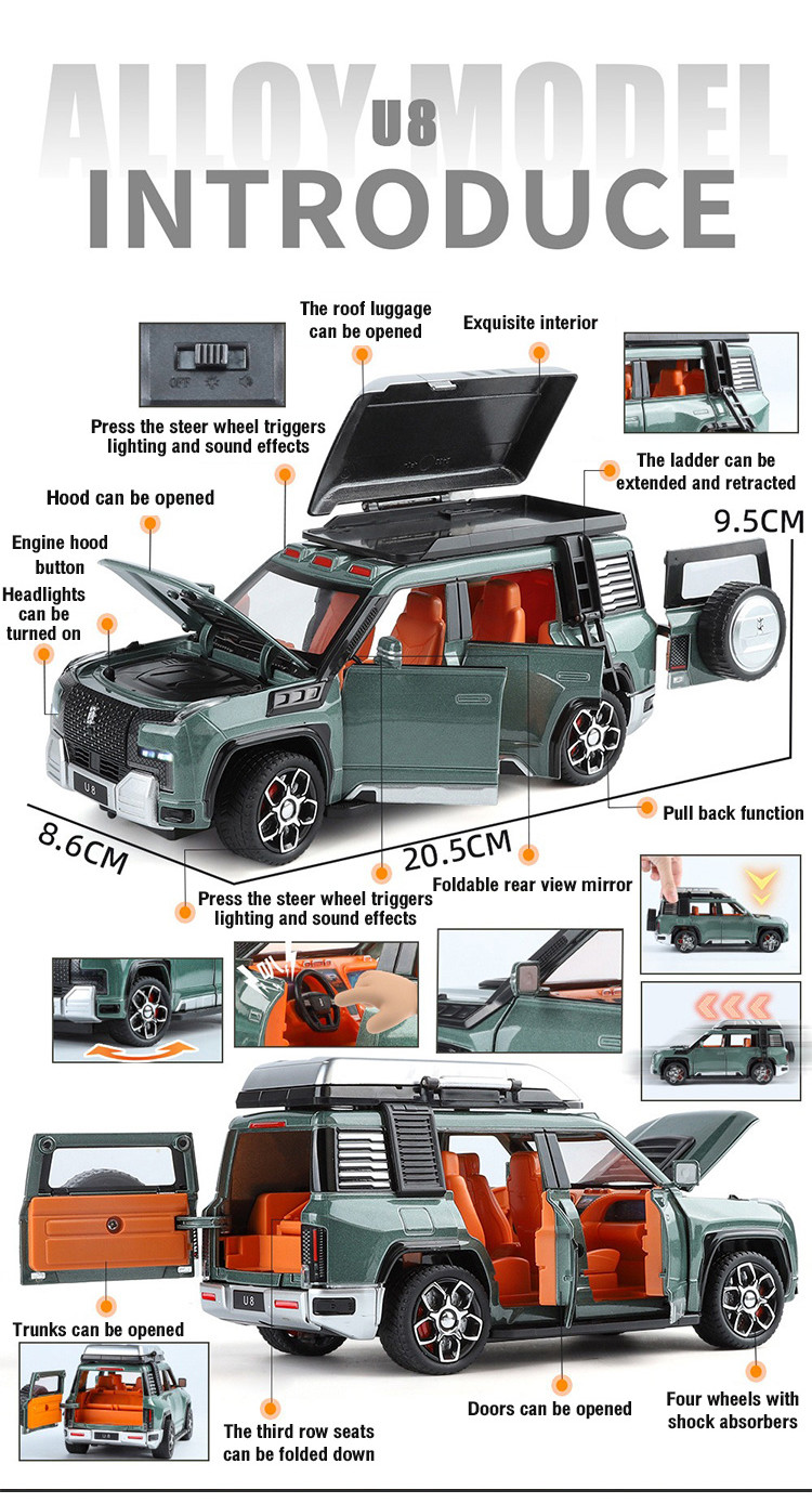 KLT 1 : 24 BYD Yangwang U8 SUV Metal Alloy Toys Car Modelo De Carro De ...