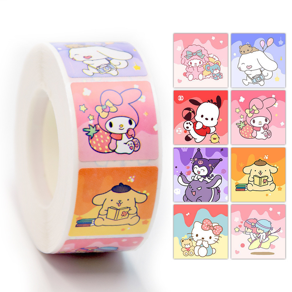 500Pcs Kuromi Melody Stickers Adesivos Sanrio Hello Kitty Canela Padrão ...