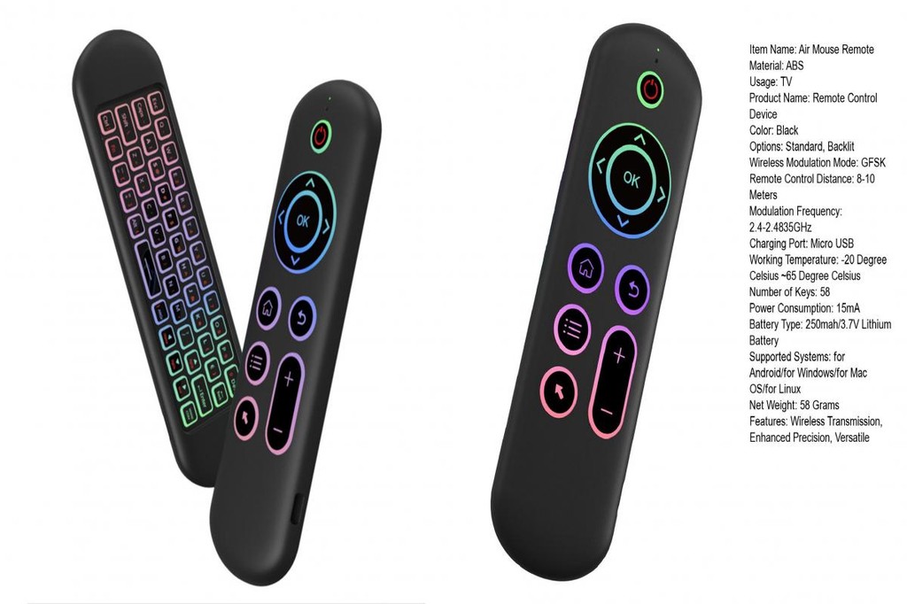 Multifunctional Air Mouse Remote Control Mini Keyboard Flying Squirrel ...