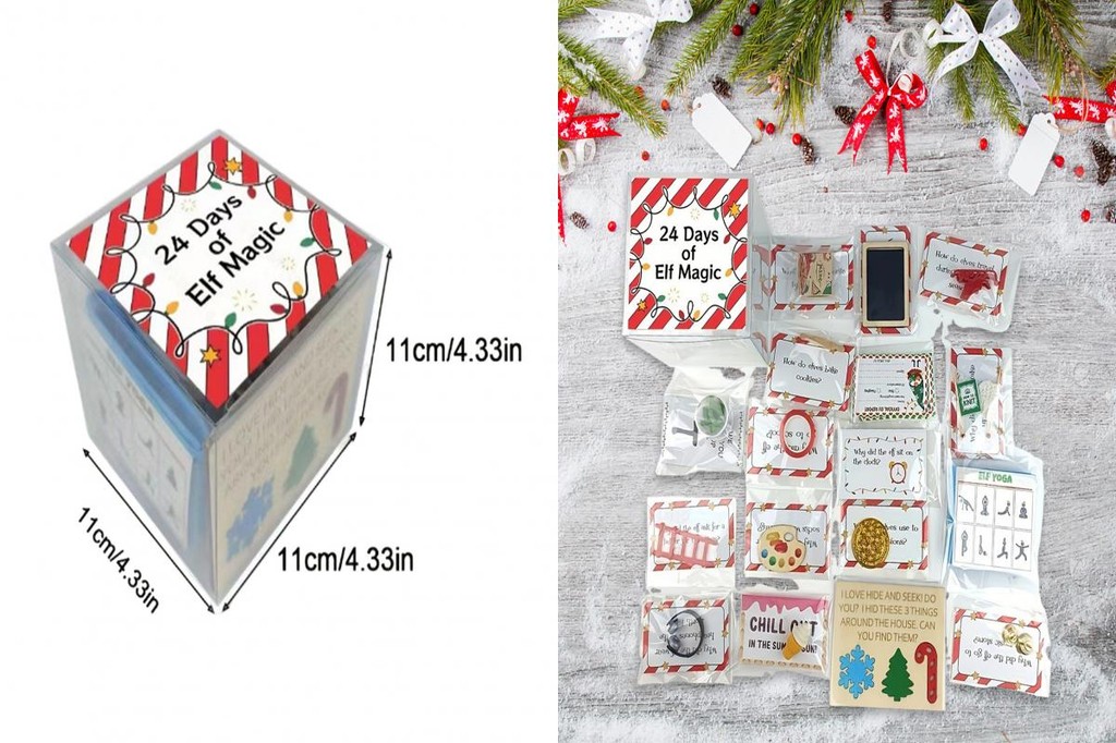 Festive Elf Gift Box Christmas Countdown Set 24 Days of Xmas ...
