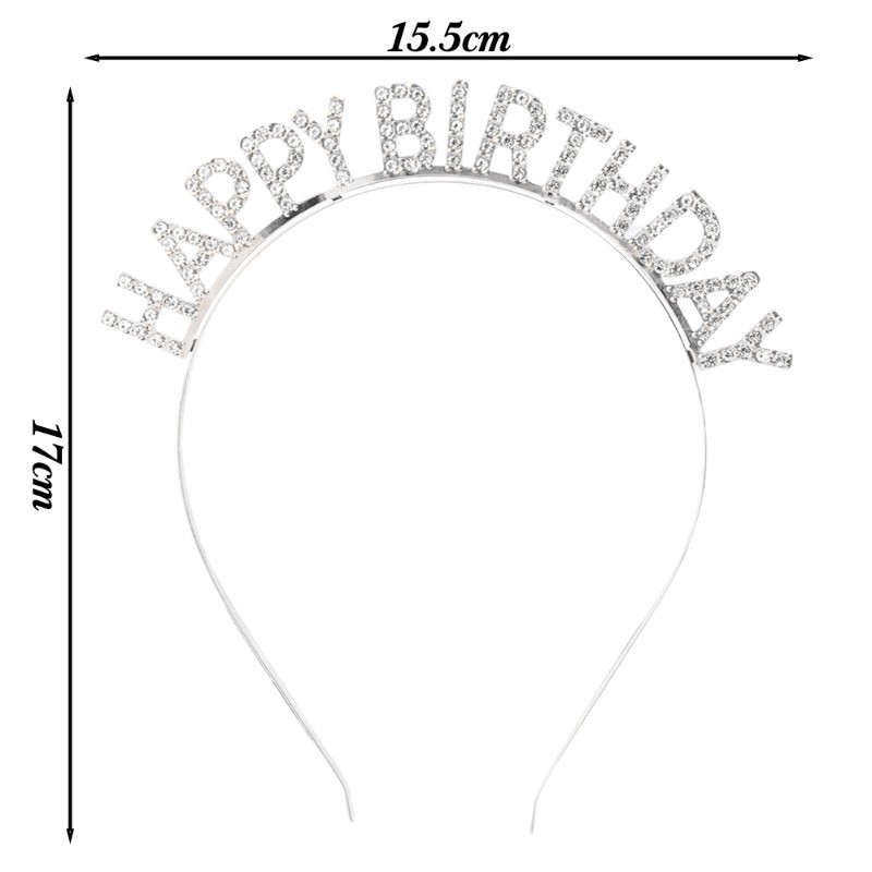 Tiara De Feliz Aniversário Com Letras Em Inglês-Elegante , Luxo ...