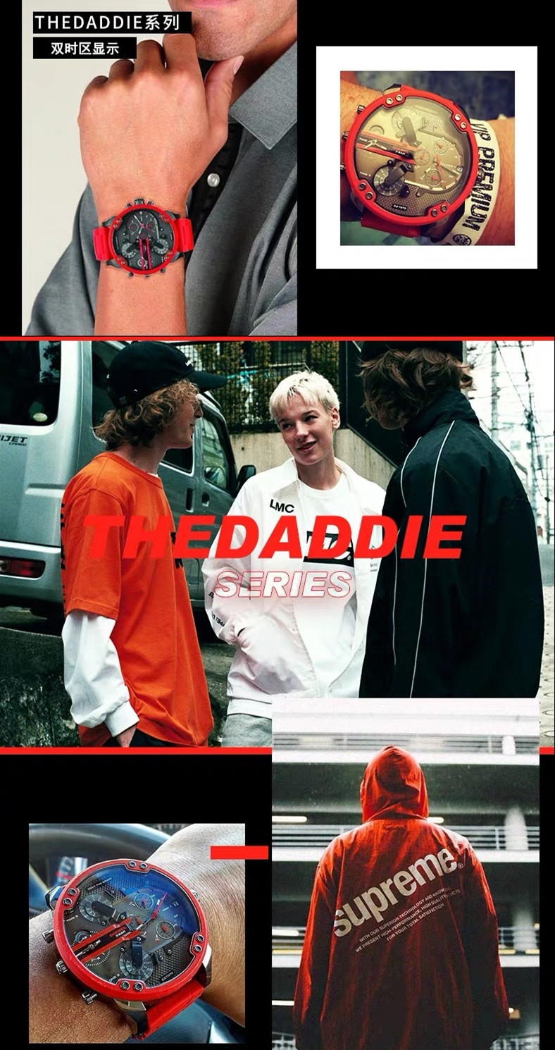 DZ Big Red Watch 7370 Europeu Americano Big Dial Homens Casual Liga ...