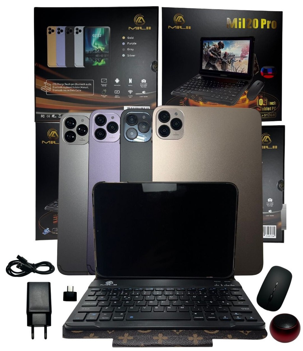 Tablet Milli Mil20 Pro 6GB RAM + 512GB Memória Android 14.0 10.1 ...