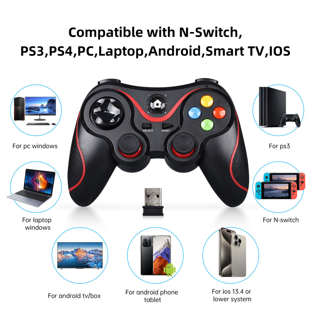 Controlador De Jogo Sem Fio Compatível Com Bluetooth Para Switch/PS3/PS4 Android Gamepad ...