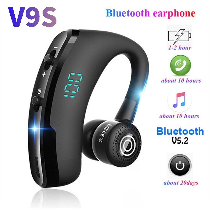 V9S Fone De Ouvido Bluetooth Empresarial Longo Tempo De Espera Sem Fio 5.2 Estéreo Com Gancho E ...