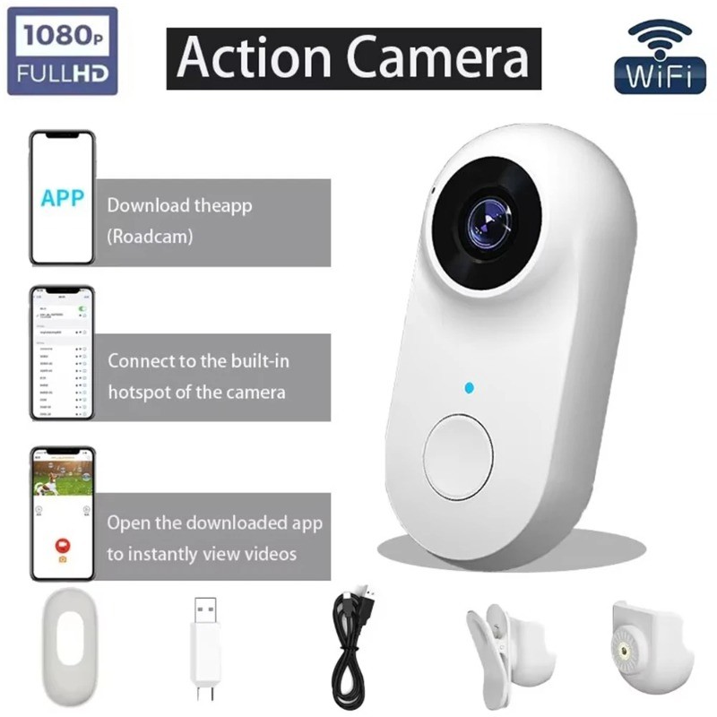 Câmera De Ação WiFi HD 1080P-Bodycam De Tamanho Polegar 128 Gb Com ...