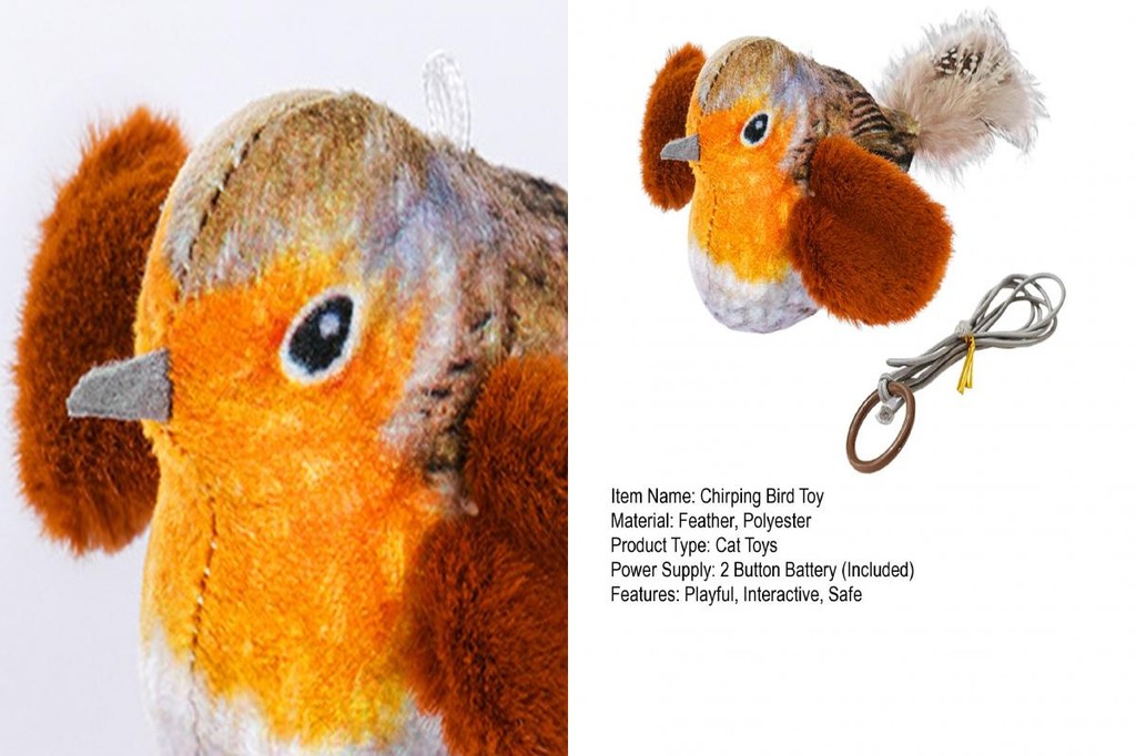 Flapping Wing Cat Toy Interactive with Realistic Chirping Wings Battery ...