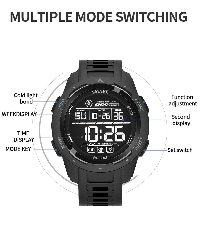 SMAEL 8105 Relógio À Prova Dwaterproof Água Digital Luz Cronômetro Para ...