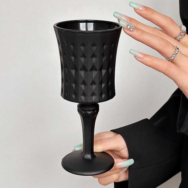 Nicho fosco obsidiana preto taça de vidro Medieval em relevo doméstico ...