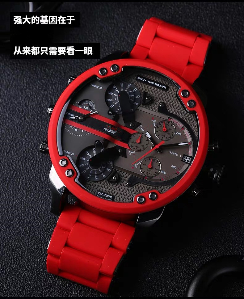 DZ Big Red Watch 7370 Europeu Americano Big Dial Homens Casual Liga ...