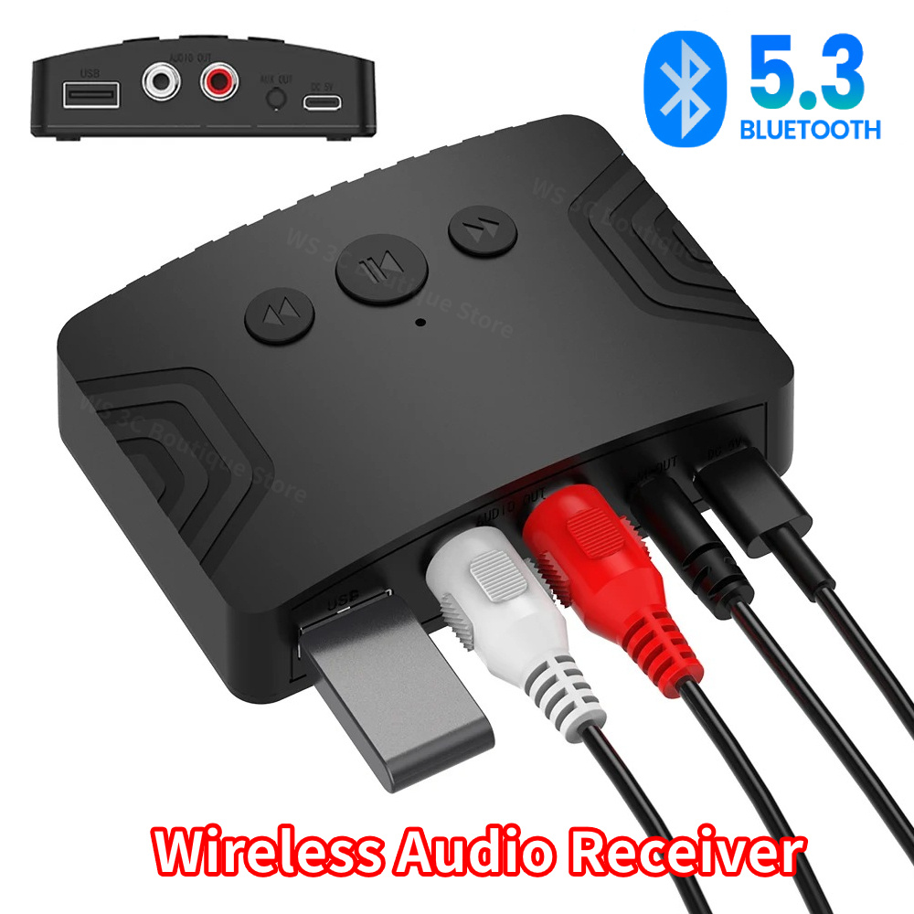 Receptor De Áudio Bluetooth 5.3 AUX RCA USB U-Disco Estéreo 3.5mm ...